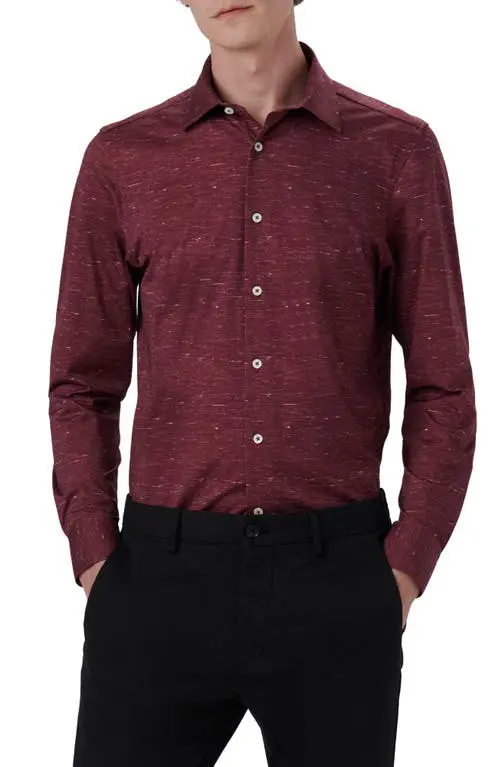 Bugatchi James Ooohcotton® Mélange Print Button-up Shirt - Burgundy