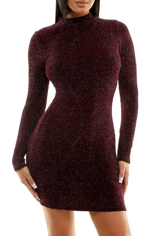 Speechless Glitter Jacquard Knit Mini Body-Con Dress In Rasnbk - 56% Off |  Editorialist