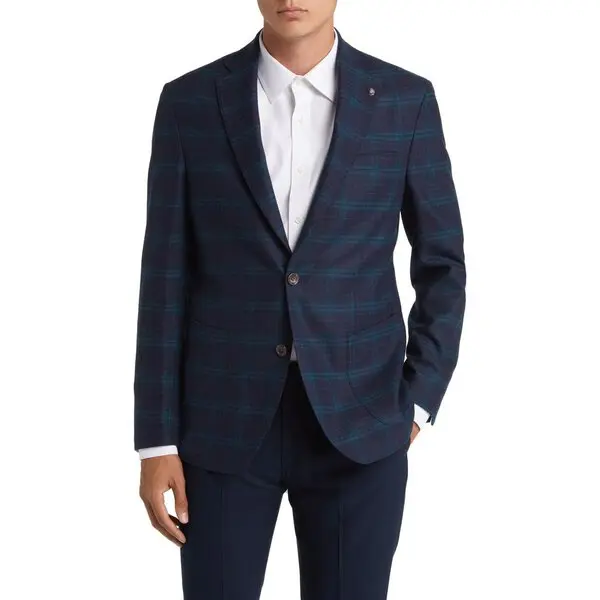 JACK VICTOR Midland Plaid Stretch Wool Sport Coat