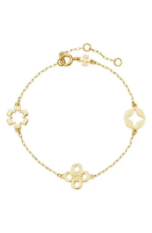 Tory Burch Kira Clover Charm Bracelet - Tory Gold