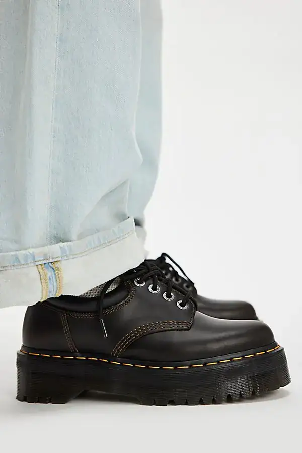 Crazy Horse Leather Platform Dr Martens 8053 Quad Platform Martens