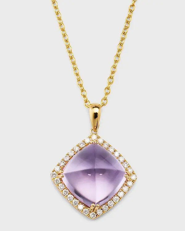 DAVID KORD 18k Yellow Gold Pendant With And Diamonds - Amethyst
