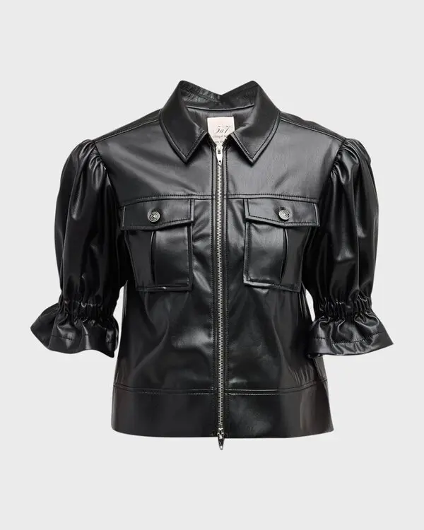 Cinq À Sept Holly Cropped Vegan Leather Jacket - Black