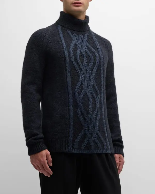 Giorgio Armani Two-tone Cable Turtleneck Sweater