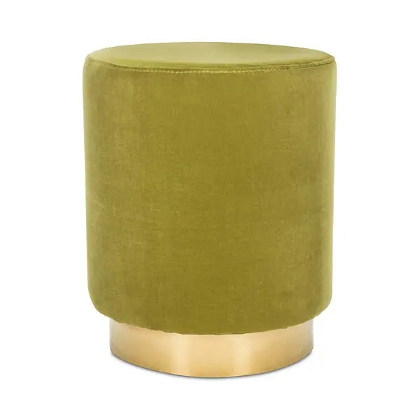 SAFAVIEH Elsworth Velvet Ottoman With Brass Base - Green