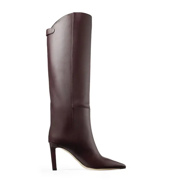 JIMMY CHOO Alizze 85 Leather Knee-high Boots - Burgundy