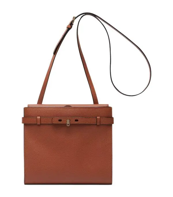 Valextra Leather Brera B-Tracollina Cross-Body Bag Brown