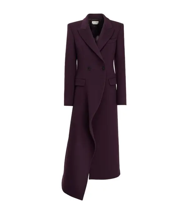 Alexander Mcqueen Wool Double-Breasted Coat Blue Editorialist