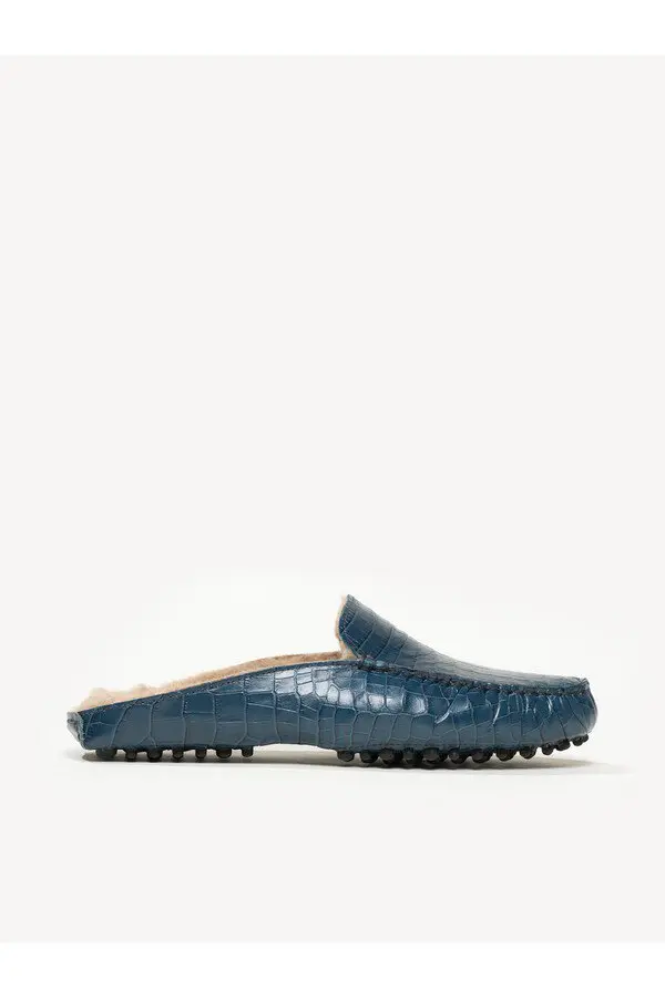 Buy M. Gemi The Felize Shearling Mule - Navy At 47% Off | Editorialist