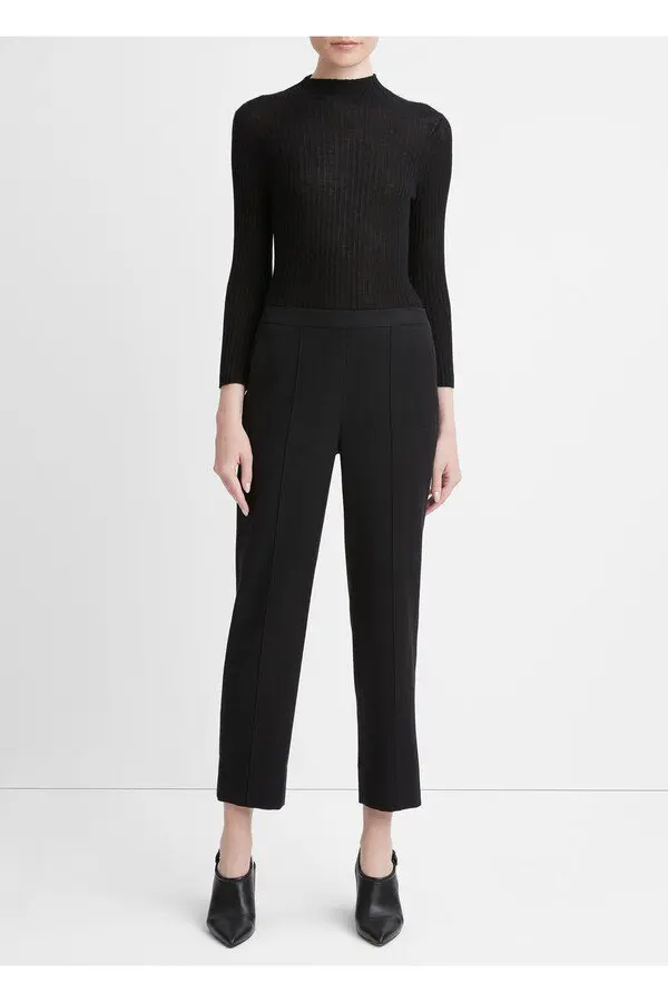 Vince Italian Flannel Mid-rise Pull-on Pants - Black