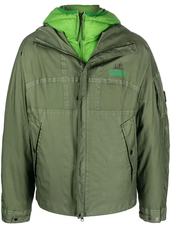C.P. COMPANY Logo-print Reversible Down Jacket