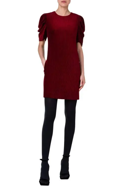 Akris Puff Sleeve Corduroy Shift Dress