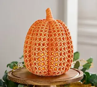 VALERIE PARR HILL 9.75' Illuminated Woven Design Pumpkin Valerie