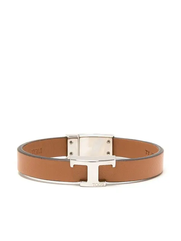 TOD'S Logo-plaque Leather Bracelet - Brown
