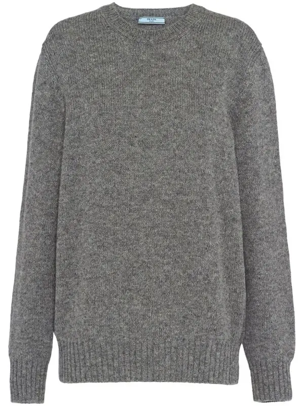 Prada Triangle-logo Wool Jumper - Grey