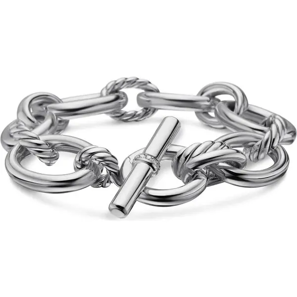 David Yurman Mercer™ 18k Gold & Chain Bracelet With Pavé Diamonds - Sterling Silver