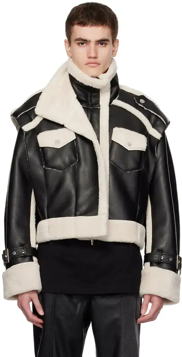 Feng Chen Wang Paneled Faux-Leather Jacket In Black - 59% Off 