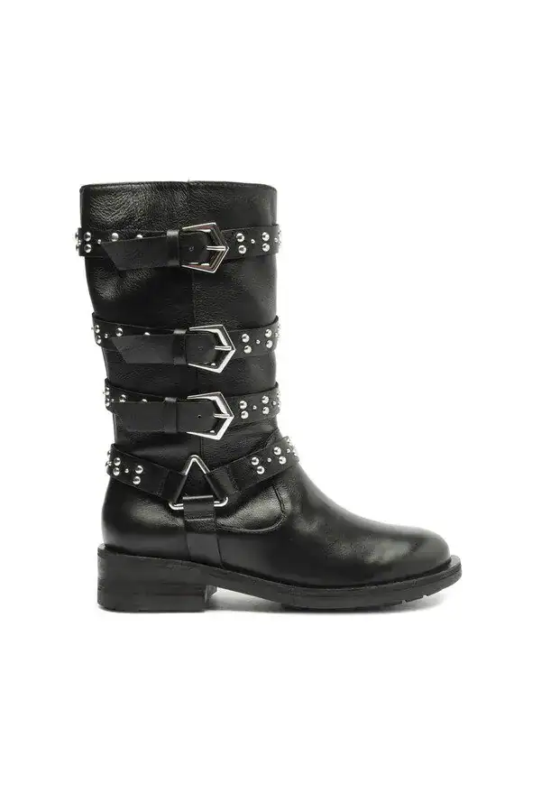 Schutz Gene Leather Boots In Black 60% Off Editorialist