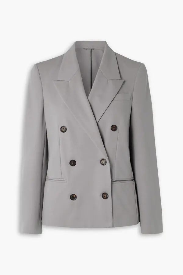 Brunello Cucinelli Double-breasted Cotton-blend Blazer - Gray