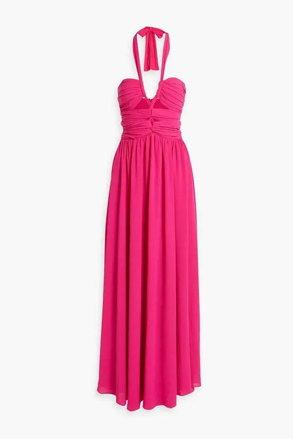 Ronny Kobo Ally Ruched Georgette Maxi Dress In Fuchsia - 85% Off |  Editorialist