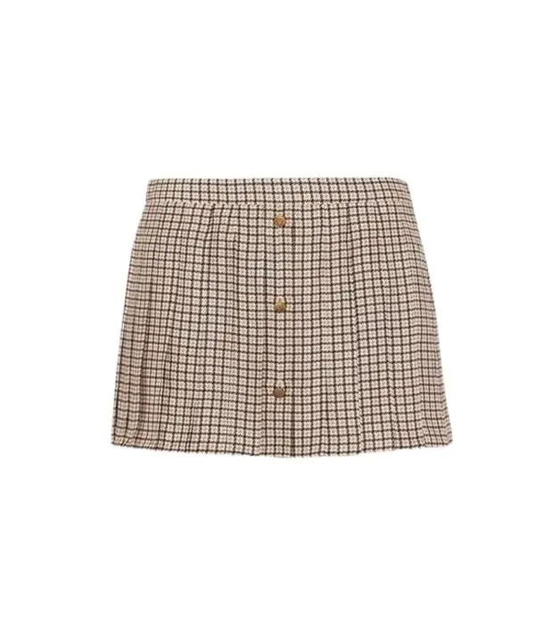 Prada Quadretto Pleated Mini Skirt