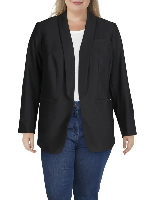 Buy Calvin Klein Plus Parker Twill Open Front Topper Jacket - Black At ...