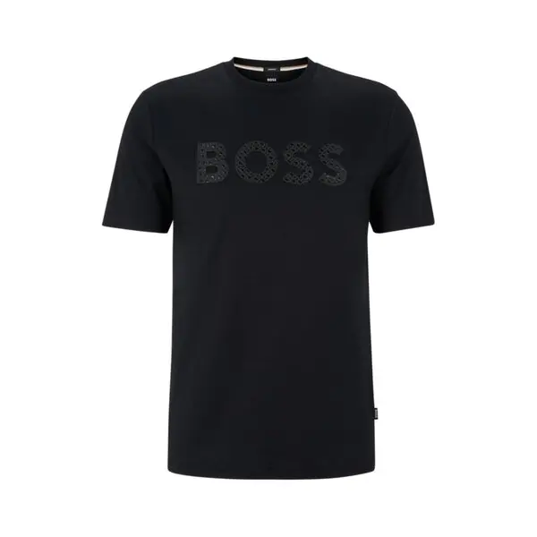 Buy Hugo Boss Monogramfilled Logo Tshirt In Interlock Cotton - Black At ...
