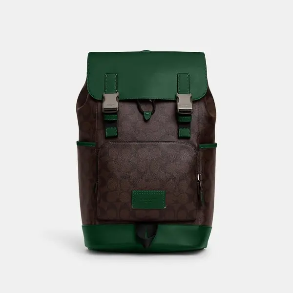 Buy COACH OUTLET Track Backpack In Colorblock Signature Canvas - Brown ...