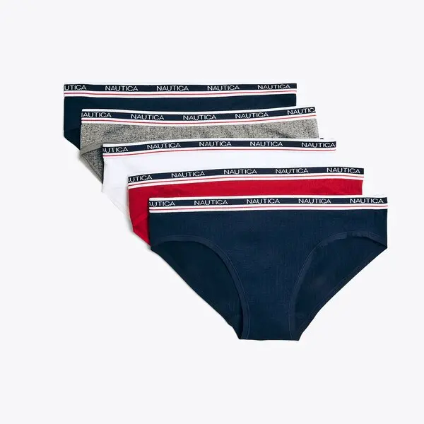 Buy NAUTICA Seamless Ribbed Logo Bikini Briefs, 5pack Blue At 50 Off