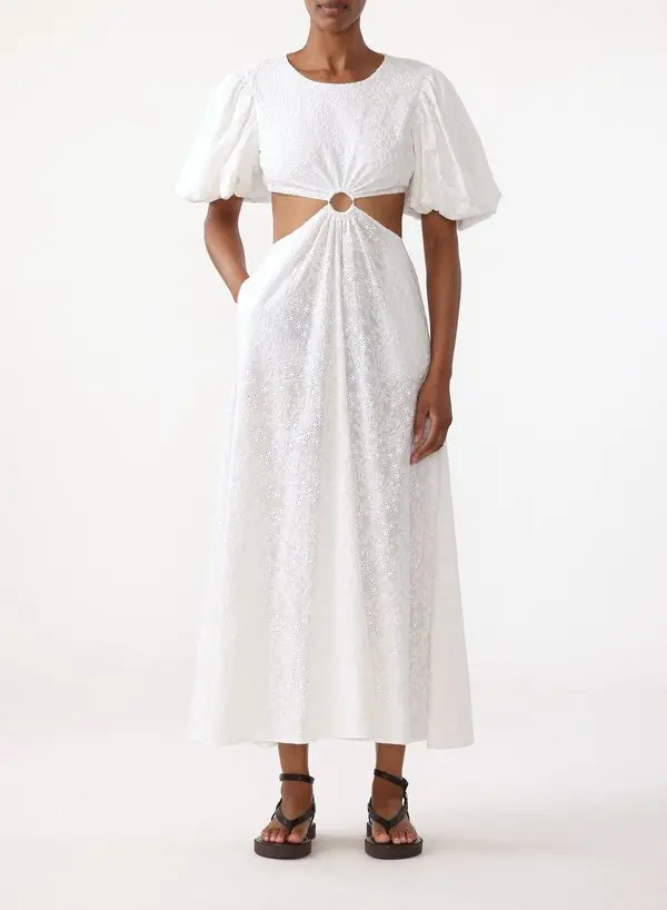 Buy JASON WU Puff Sleeve Cutout Dress W/oring Detail - White At 70% Off | Editorialist