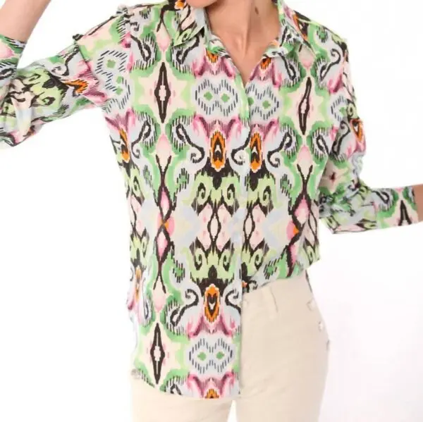 Vilagallo Pink Striped Shirt With Ruffle