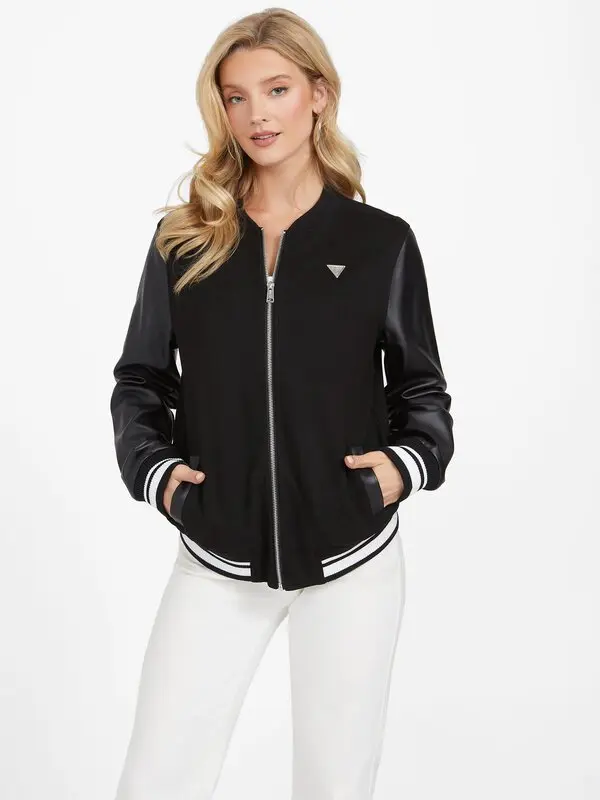 Guess Factory Sandra Varsity Jacket - Black | Editorialist