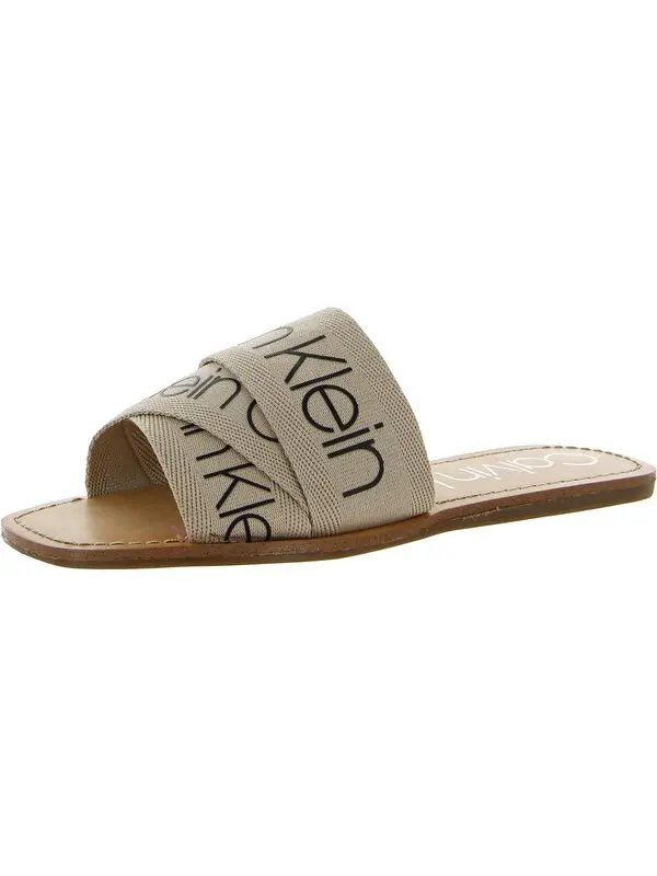 Buy Calvin Klein Bainy Canvas Slides Flat Sandals Multi At 22 Off