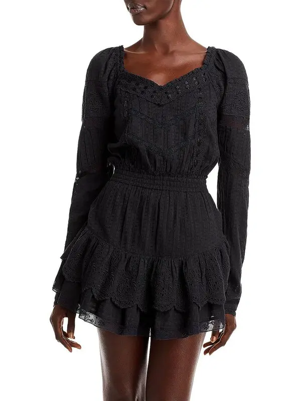 Buy LoveShackFancy Eyelet Short Mini Dress - Black At 71% Off ...