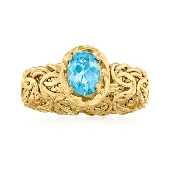Buy ROSS-SIMONS Swiss Blue Topaz Byzantine Ring In 18kt Yellow Gold ...