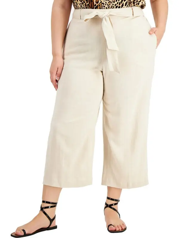 Buy BAR III Linen Blend Relaxed Fit Capri Pants - Beige At 77% Off ...