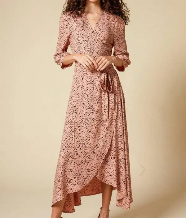 Buy Esqualo Wrap Midi Dress In Leopard - Pink At 36% Off | Editorialist