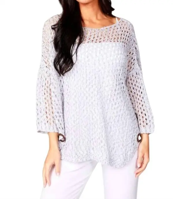 Buy FRENCH KYSS Aimee Wooden Button Poncho In Slate - White At 63% Off ...