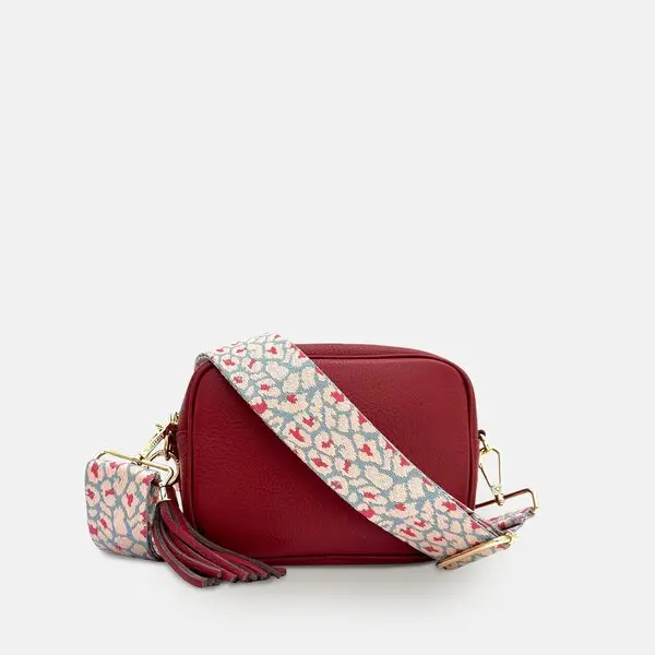 APATCHY LONDON Cherry Leather Crossbody Bag With Rose Cheetah Strap ...