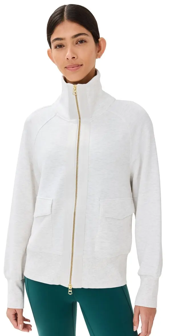 Varley Roxbury Zip Through Sweatshirt - Ivory Marl