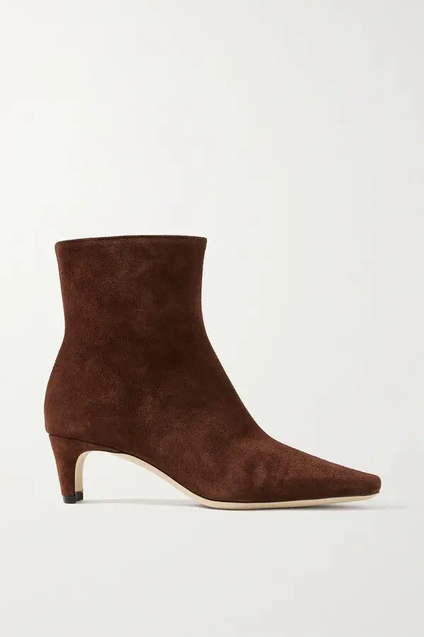 Staud Wally Suede Ankle Boots - Brown