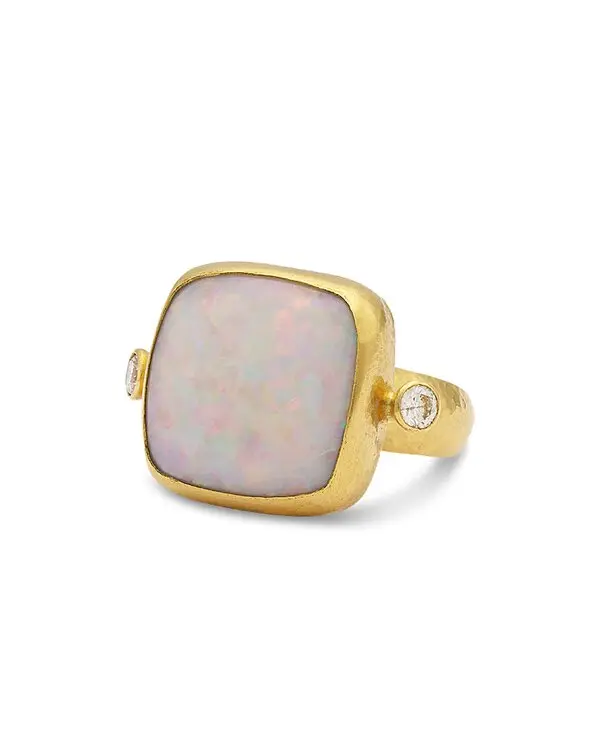 Gurhan 24k Yellow Gold Australian Opal And Diamond Rune Statement Ring