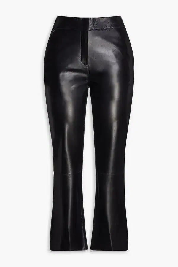 Stand Studio Zoe Kick-Flare Leather Pants In Black - 80% Off