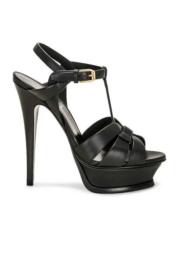 Saint Laurent Tribute Platform Sandals - Nero