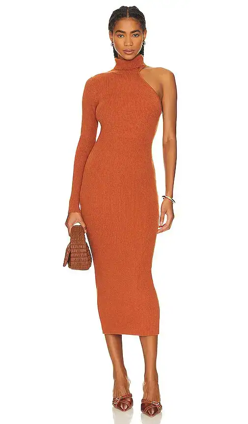 white sleeved knit midi dress self-portrait - White Pointelle Knit Midi Dress main image 1