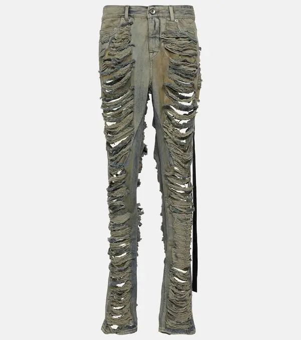 Rick Owens Distressed Low-rise Jeans - Grey