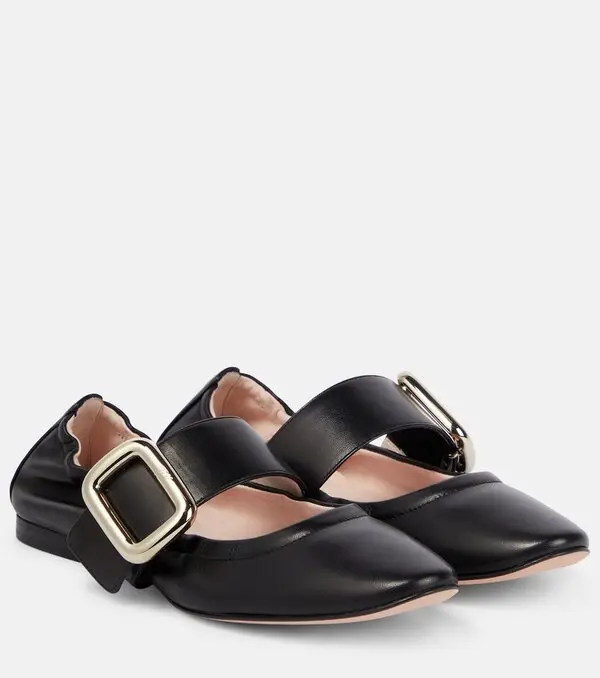 ROGER VIVIER Soft Choc Babies Leather Ballet Flats