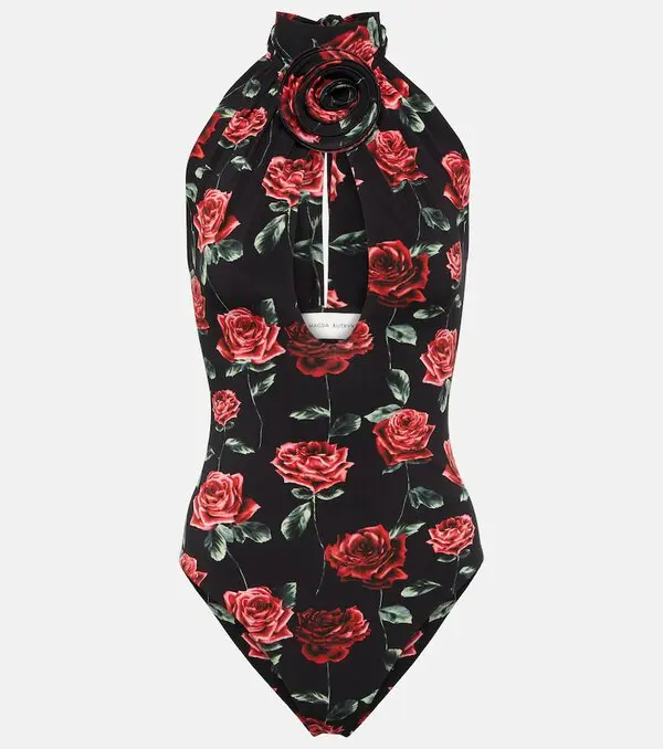 Magda Butrym Floral Cutout Jersey Bodysuit - Multicoloured