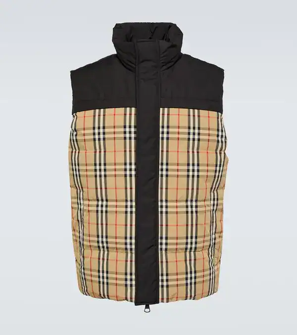 Burberry Check Reversible Down Vest In Multicoloured - 40% Off