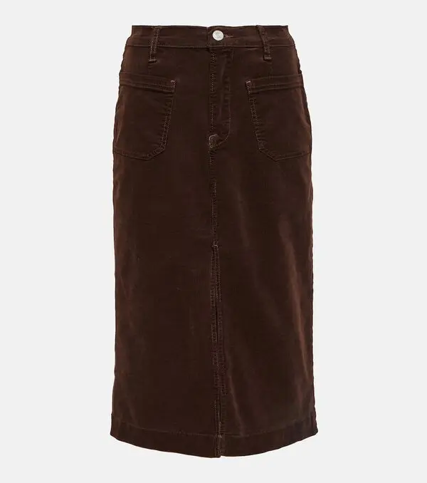 FRAME High-rise Corduroy Midi Skirt